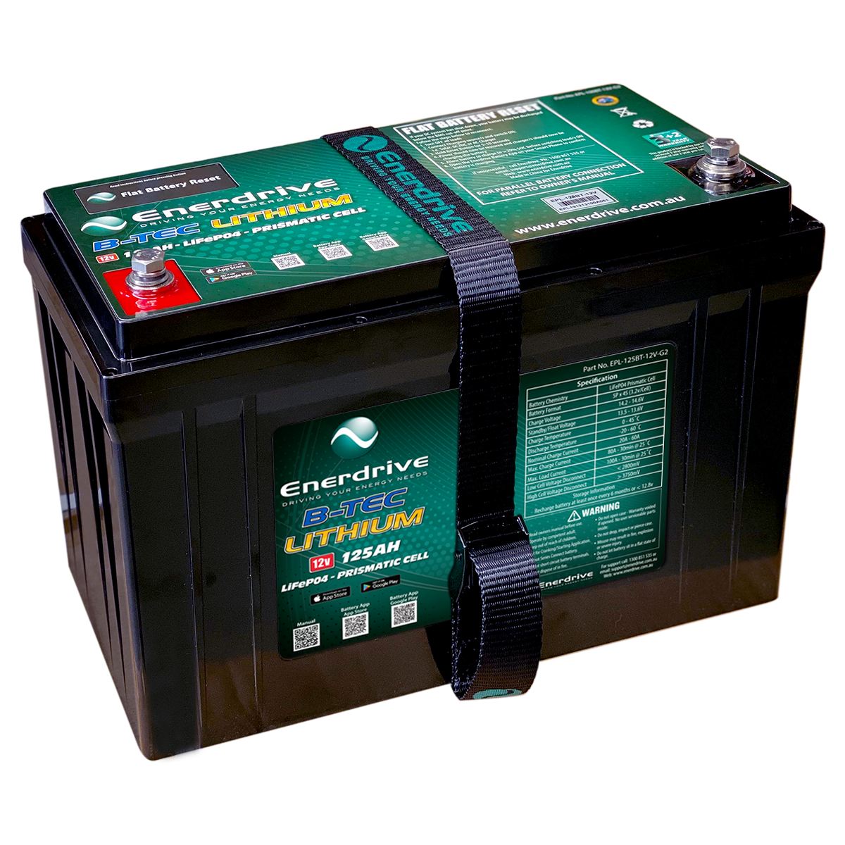 Enerdrive B-TEC 12V 125Ah G2 Lithium Battery – T.C BOXES
